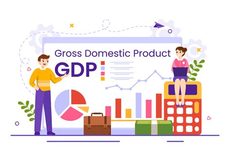 GDP Or Gross Domestic Product Vector Illustration With Economic Growth