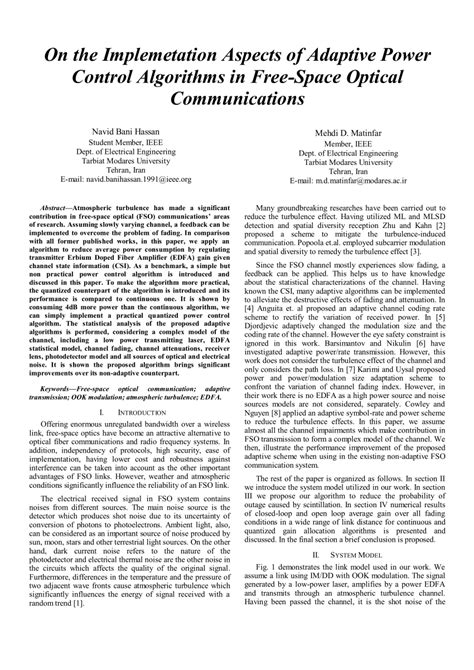 pdf on the implementation aspects of adaptive power control algorithms in free space optical