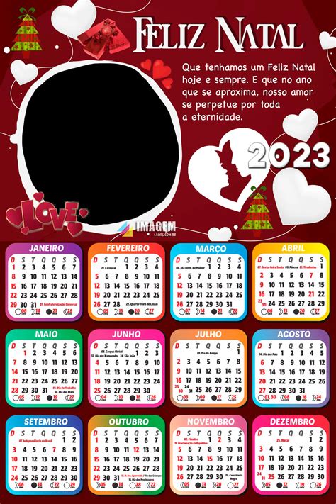 Moldura PNG para Colar Foto Calendário 2023 Feliz Natal Apaixonado