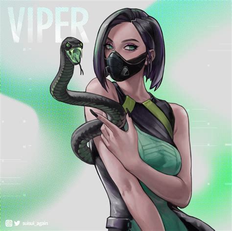 416976 Dark Hair SUISUI Viper Valorant Artwork Green Eyes Riot