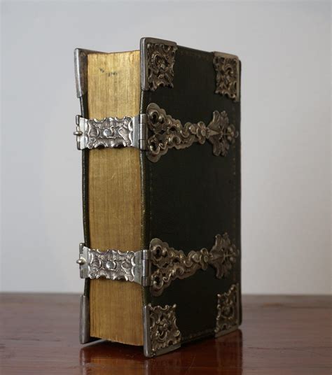 Complete Bible Bound In Green Leather Morocco With Silver Clasps 18th