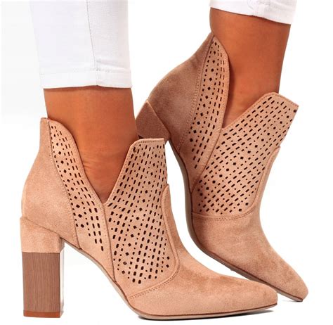 BOTKI BUTY DAMSKIE ELEGANCKIE Z WYCIĘCIEM SŁUPEK 14097570374 Allegro pl