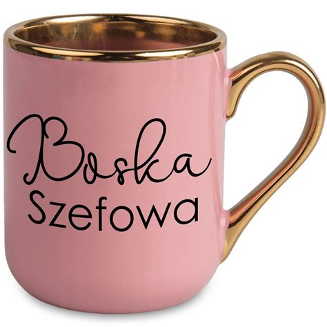 Kubek Elegant Różowy Ucho Rant złoty Prezent DLA BOSKA SZEFOWA MiX