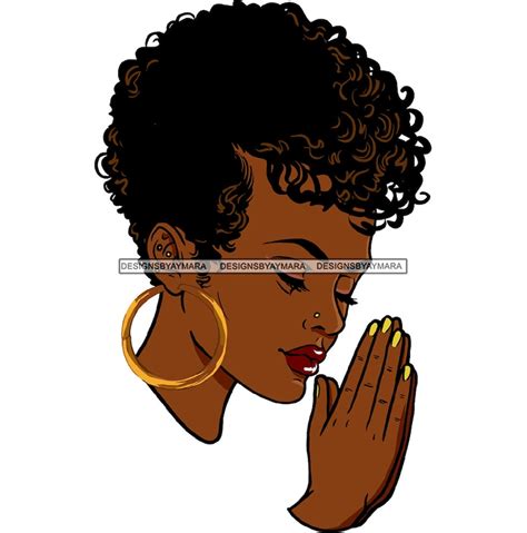 Afro Woman Praying Hands Prayers Pray Faith Ebony Nubian Etsy