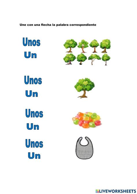 Unas Y Unos Worksheet Actividades De Lenguaje Preescolares Ingles