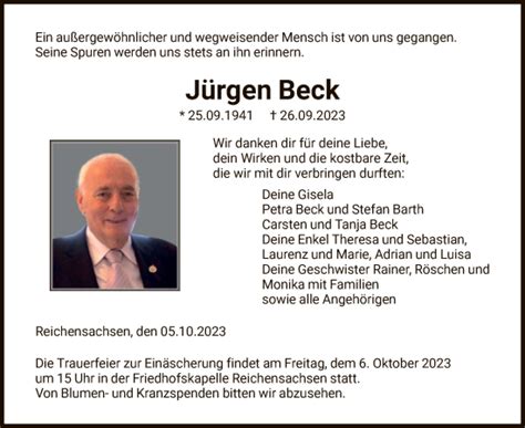 Traueranzeigen von Jürgen Beck trauer werra rundschau de