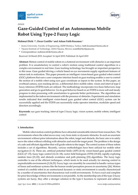 pdf gaze guided control of an autonomous mobile robot using type 2 fuzzy logic