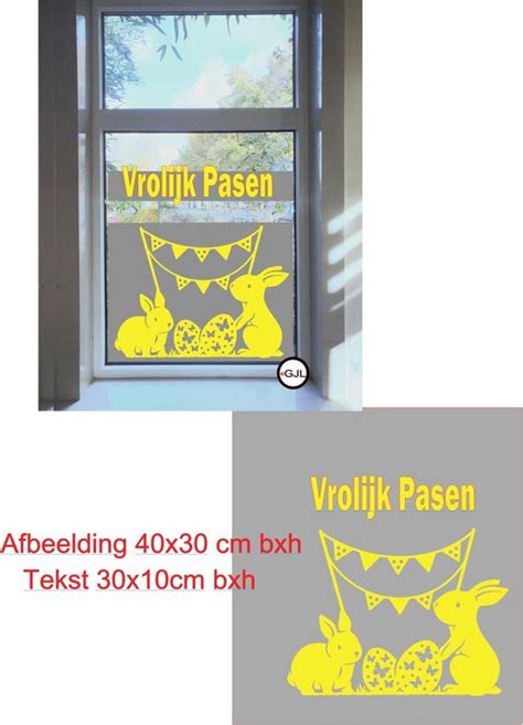 Raamsticker Vrolijk Pasen Statische Herbruikbare Sticker Geen