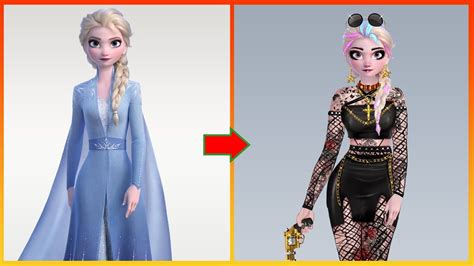 An Image Of Two Frozen Princesses In Different Outfits