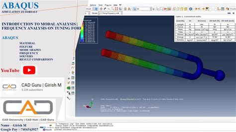 introduction to modal frequency analysis abaqus tutorials frequency analysis on tuning fork