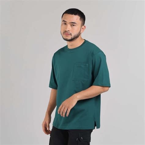 Jual WELL STUDIOS Oversized Pocket Tshirt Green Sycamore KAOS SAKU