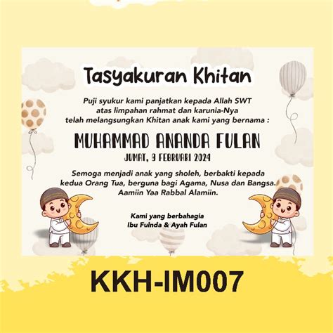 Jual Stiker Kartu Tasyakuran Khitan Sticker Label Ucapan Syukuran
