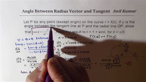 derive formula for angle between radius vector and tangent polar coordinates youtube