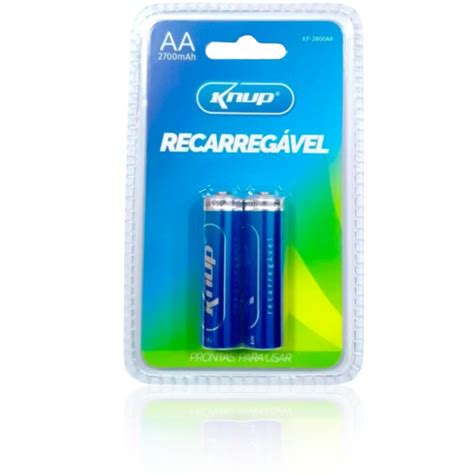Blister 2 Pilhas AA Recarregáveis 2700Mah Knup atacadãodaspilhas