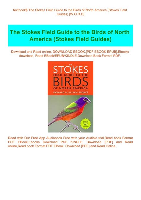 Textbook The Stokes Field Guide To The Birds Of North America Stokes