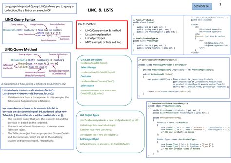 cheat sheet 2 semester test 2 linq query syntax linq query method a explanation of how