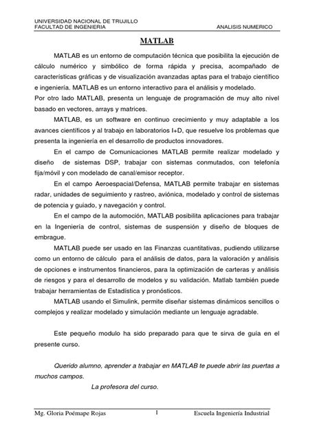 introduccion al matlab pdf pdf matlab matriz matemáticas