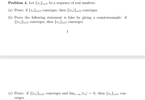 solved problem 4 let {{n}nen be a sequence of real numbers