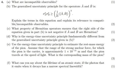 solved 1 4 a what are incompatible observables b the