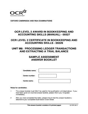 Fillable Online OCR LEVEL 2 CERTIFICATE IN BOOKKEEPING AND Fax Email