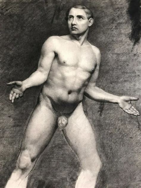 DESSIN DU XIX ème Siècle Académie Nu Masculin Crayon Académique Etude