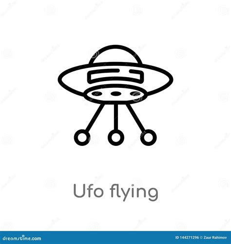 Outline Ufo Flying Vector Icon Isolated Black Simple Line Element