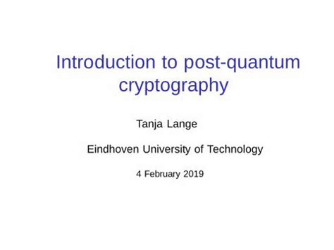 PDF Introduction To Post Quantum Cryptography Post Quantum