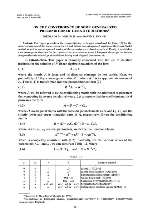 pdf on the convergence of some generalized preconditioned iterative methods