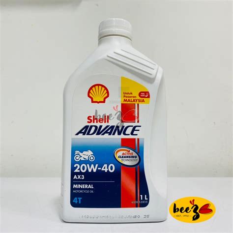 SHELL ADVANCE 4T AX3 20W 40 Mineral Motorcycle Engine Oil 1L Shopee