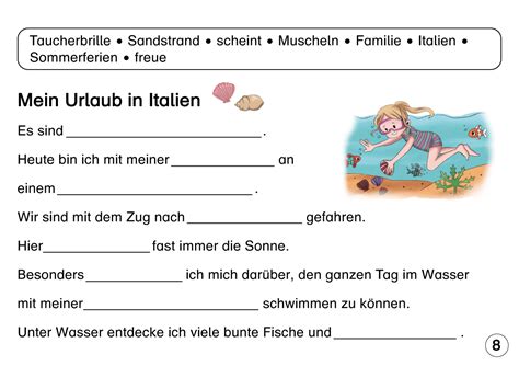 Lückentexte Teil 1 für 1 und 2 Klasse Deutsch Lesen Deutsch