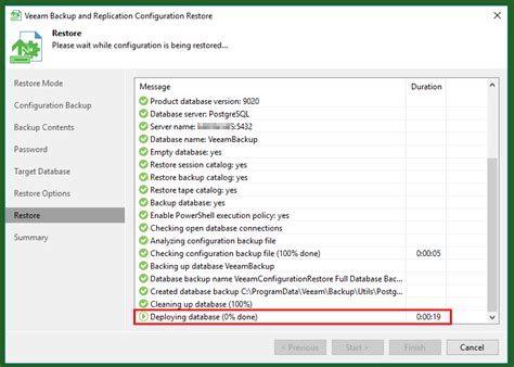 veeam migration der configuration database nach postgresql