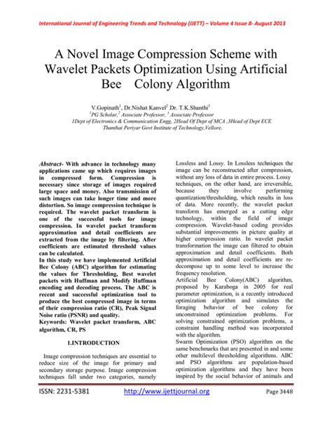a novel image compression scheme with wavelet packets optimization using artificial