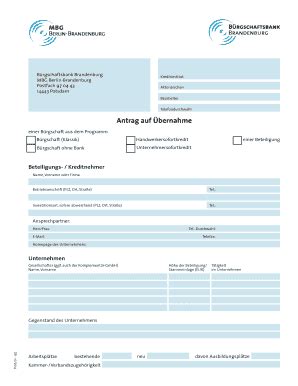 Ausfüllbar Online bbimweb Antrag auf bernahme Fax Email Drucken pdfFiller