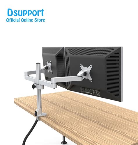 Aluminum Alloy Full Motion Dual Monitor Mount Holder Stand With Cable