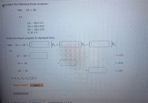 Solved Consider The Following Linear Chegg