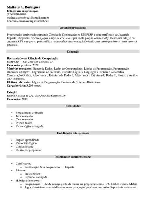 Modelo De Curriculo Para Sem Experiencia Muitos Modelos Images Hot