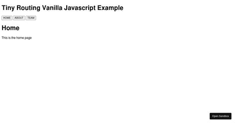 tinyrouting vanilla js example codesandbox
