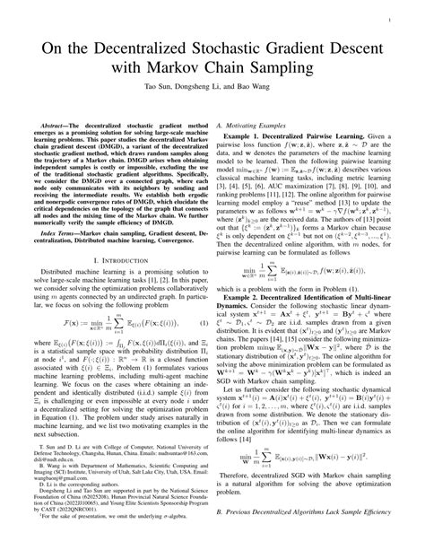 pdf on the decentralized stochastic gradient descent with markov chain sampling