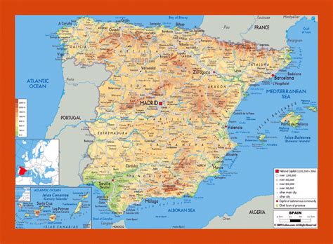 Physical Map Of Spain Maps Of Spain Maps Of Europe Map Maps