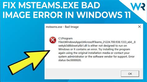 how to fix msteams exe bad image teams error in windows 11