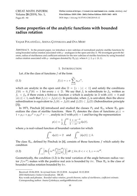 some properties of the analytic functions with bounded radius rotation