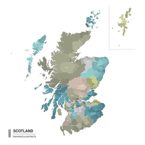 2 Administrative Map Scotland Districts Cities Name Colored By States