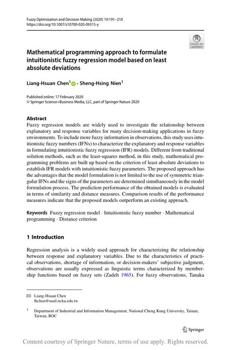 mathematical programming approach to formulate intuitionistic fuzzy regression model based on