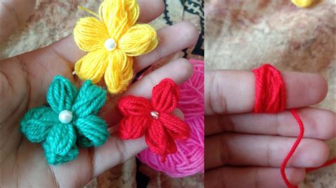 Amazing Woolen Flower Craft Ideas Using Finger Easy Woolen Flower