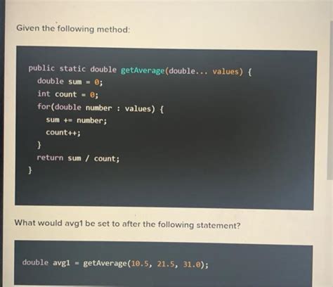 solved given the following method public static double
