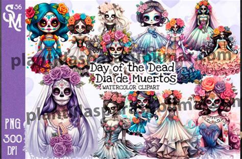 Catrinas Acuarela PNG Clipart Dia De Muertos Plantillas Para Sublimar