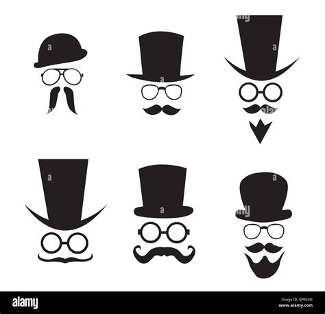 Sombrero gafas y bigote Ilustración vectorial Imagen Vector de stock
