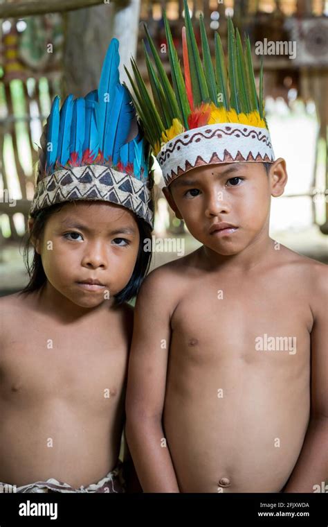 Indigenous Bora Tribe Of The Peruvian Amazon Stock Photo Alamy