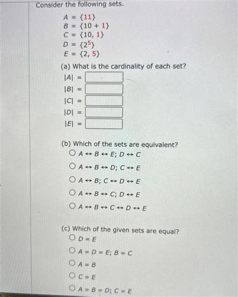 Solved Consider The Following Sets Chegg