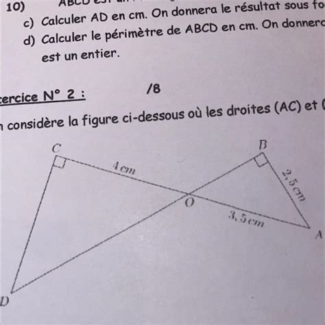 Exercice N 2 On considère la figure ci dessous où les droites AC